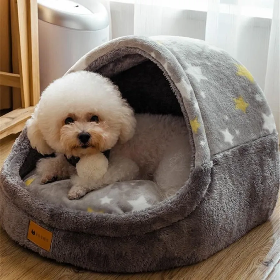 Cozy Pet Cave Bed: Warm Puppy Kennel Mat, Foldable Cat Nest for Small ...