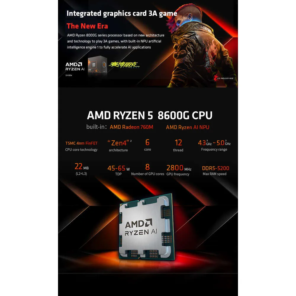 Nouveau Processeur AMD RYZEN 5 8600G Avec Ryzen AI NPU Max Can Be16 ...