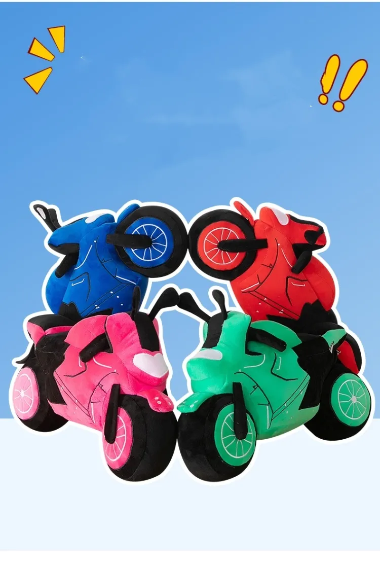 Plush Cartoon Motorcycle Pillow Doll - Soft Comforting Toy for Kids ...