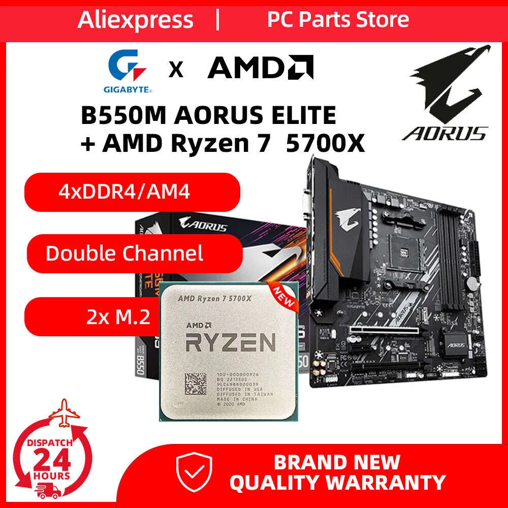 GIGABYTE B550M AORUS ELITE Motherboard + AMD Ryzen 7 5700X CPU Kit ...