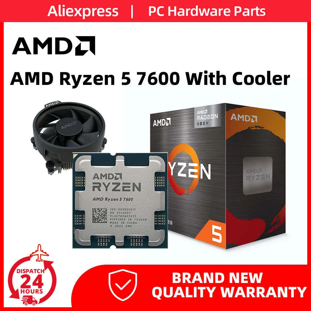 AMD Ryzen 5 7600 CPU: 3.8GHz 6 Core 12 Thread AM5 Processor With Cooler ...