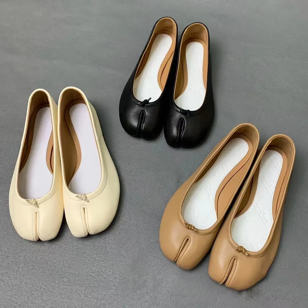Margiela MM6 Tabi Slippers: Luxury Black & White Leather Flat Shoes For ...
