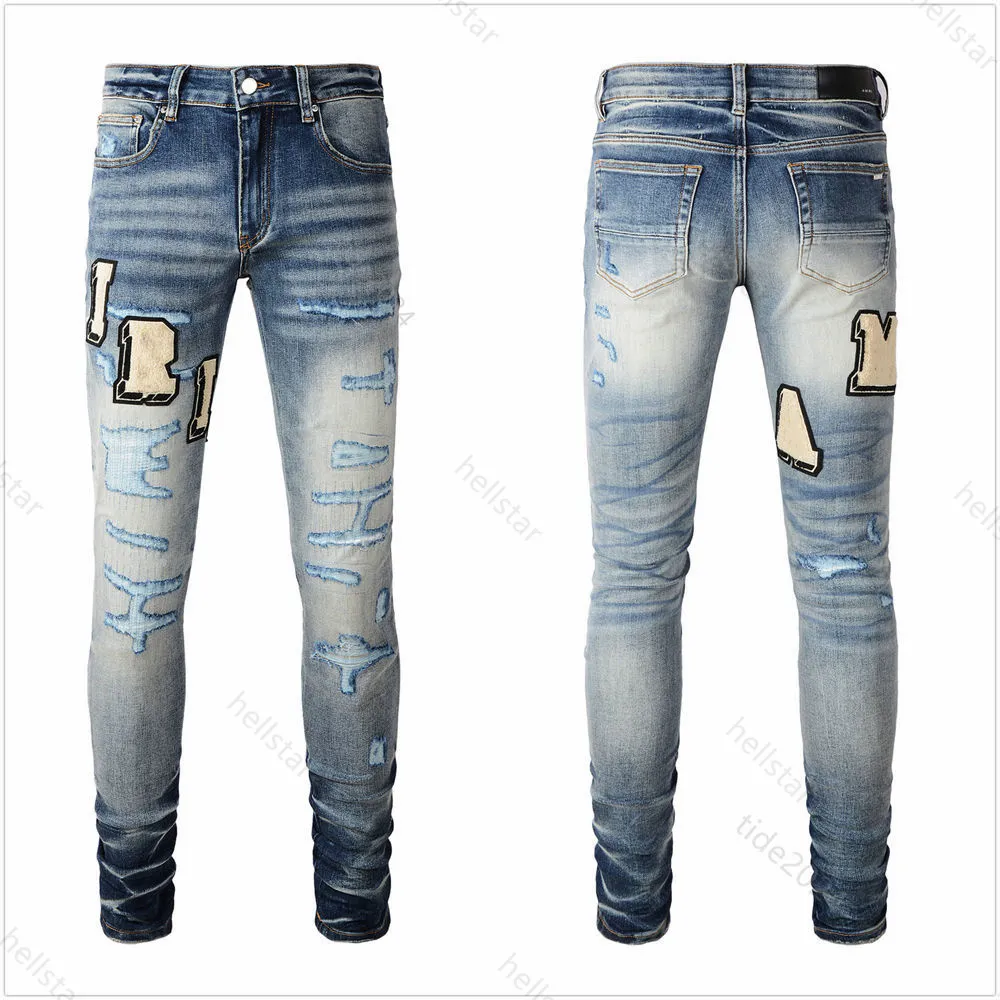 Embroidered Ripped Designer Jeans For Men High Street Fashion With Hip ...