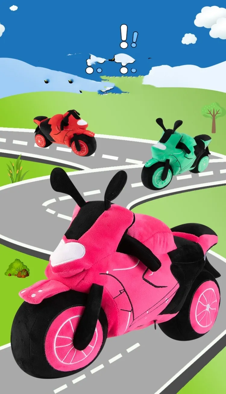 Plush Cartoon Motorcycle Pillow Doll - Soft Comforting Toy for Kids ...