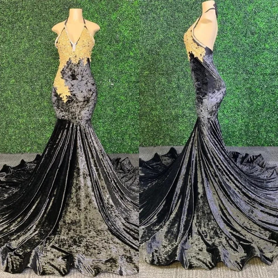 Black And Gold Prom Dresses: Elegant Mermaid Style Prom Dresses, Long Black Mermaid Gown With ...