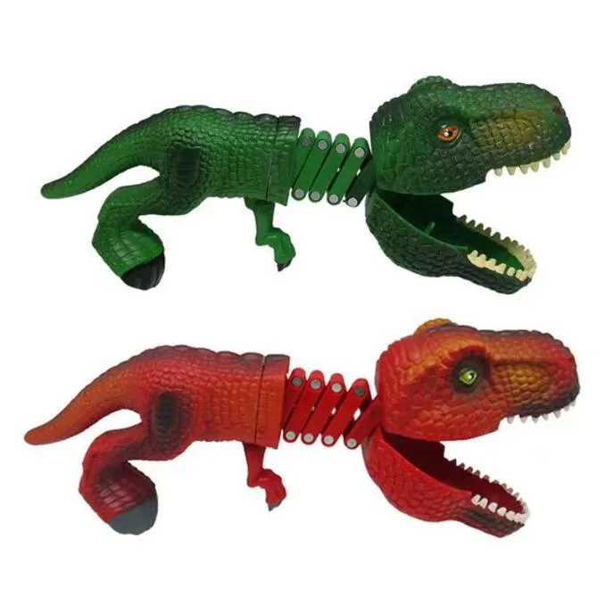 Dinosaur Shark Telescopic Toy Spring Manipulator Clamp Trick Children ...