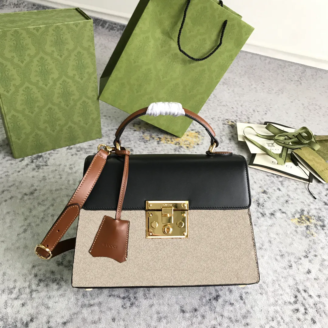 Luxury Vintage Leather Padlock Chain Handheld Tote Handbag For Women ...