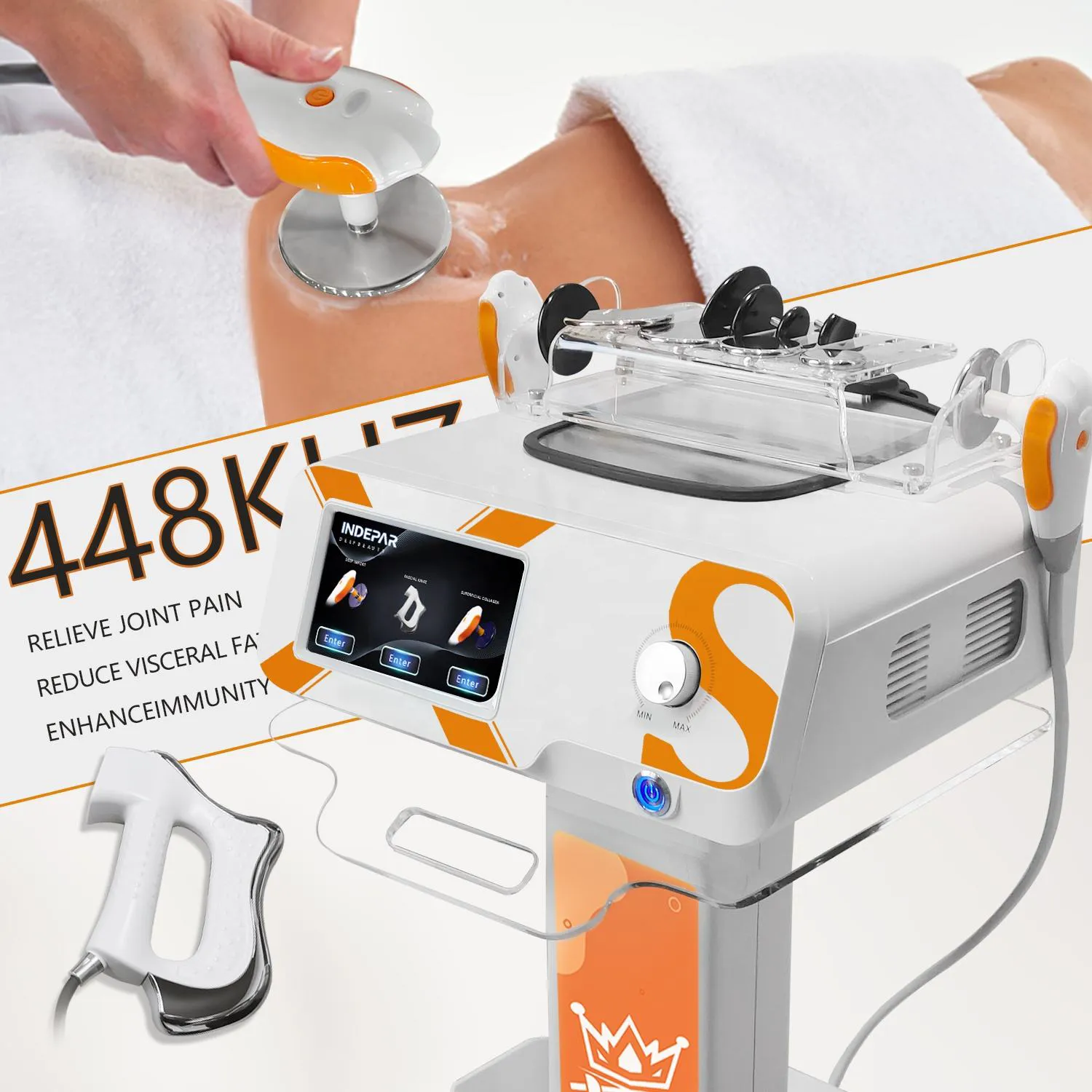 EMS Muscle Stimulator Machine With Tecar Wave Therapy & Shockwave ...