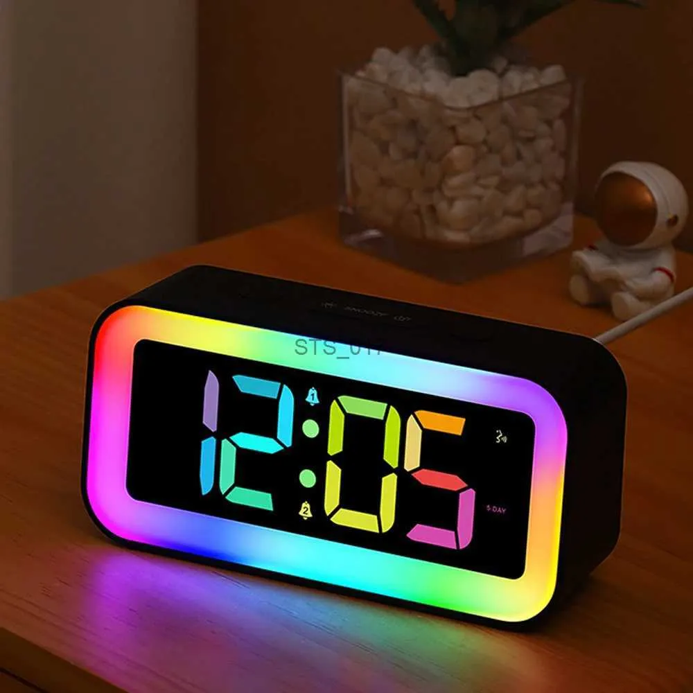 LED Digital Alarm Clock With Night Light Colorful RGB Display, Sound ...
