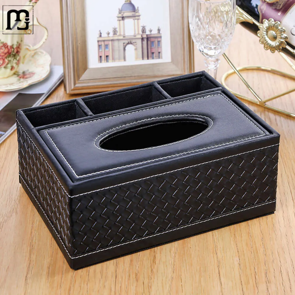 European Style Leather Tissue Box Organizer - Multifunctional Remote ...