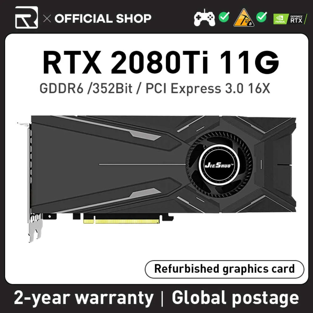 Jieshuo RTX 2080TI 11GB GDDR6 352 بت توروفان 8PIN+8PIN RTX 2080 TI 11G CARDACT من $296.54 | DHgate
