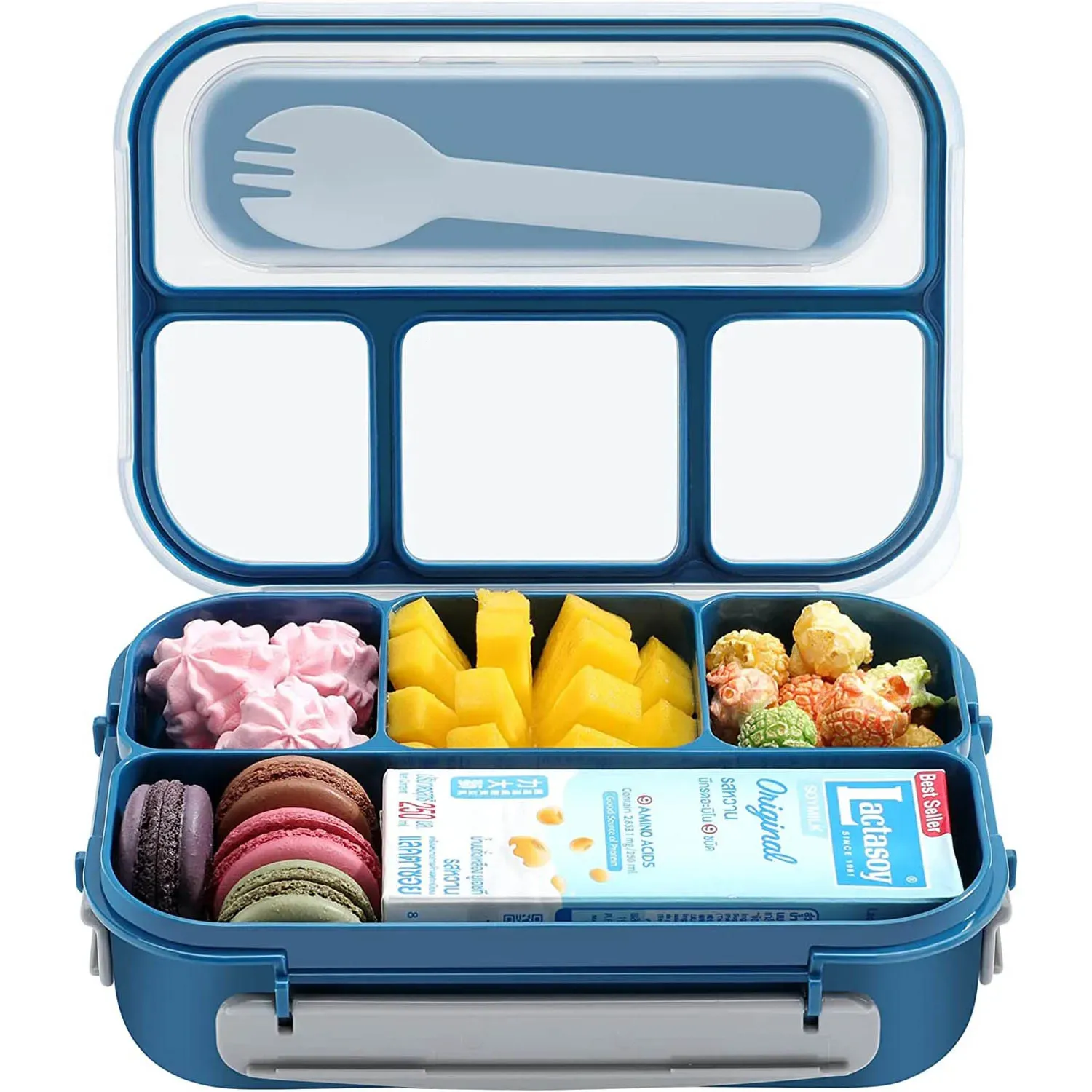 3L Bento Box Lunch Containers - 4 Compartment Food Storage for Adults ...