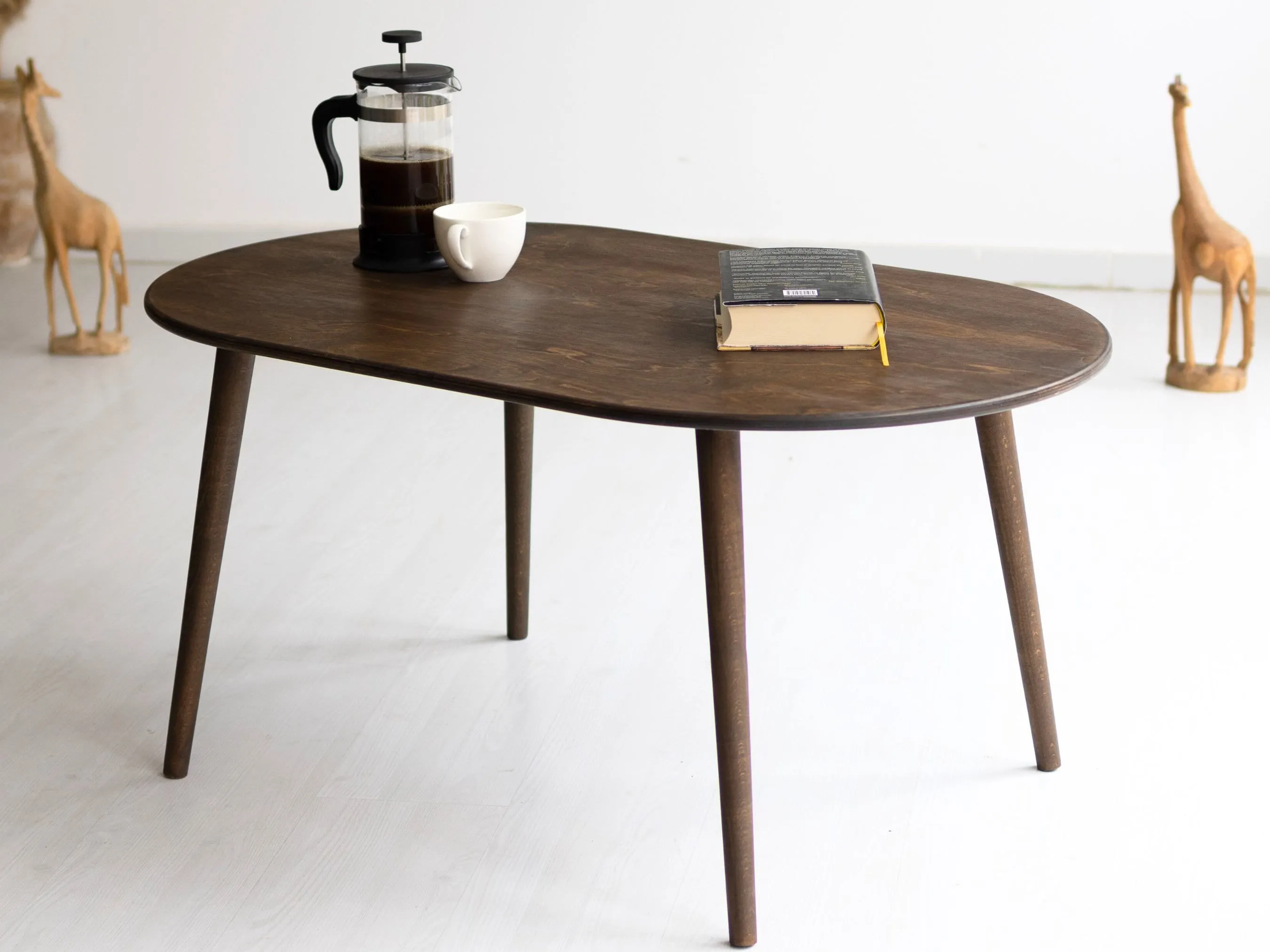 WoodyCon 100 Modern Oval Coffee Table: Minimalist, Low Center Home ...