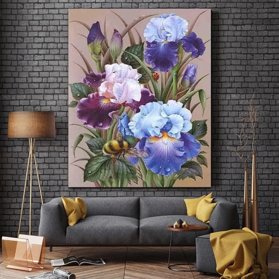 DIY Indoor Flowers Painting Set Relief Picture Drawing By Numbers Home ...