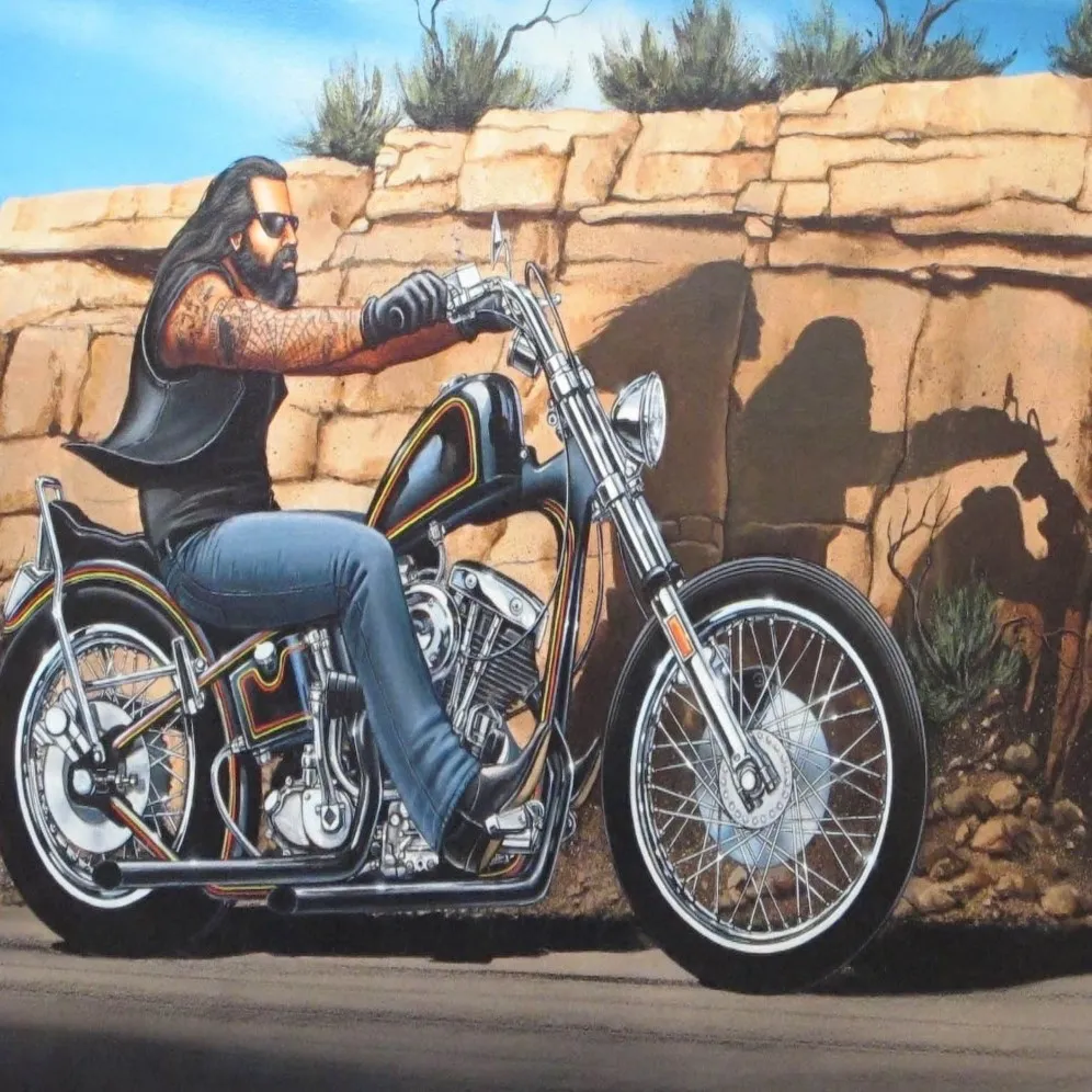 David Mann Ghost Rider Art Print - Classic Motorcycle Poster, Man Cave ...