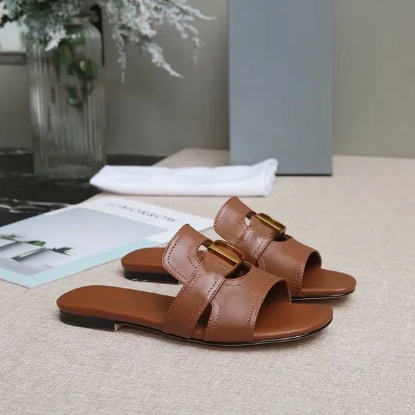 Designer Luxury Heeled Slippers Mules Leather Metal D Dress Shoes Woman ...