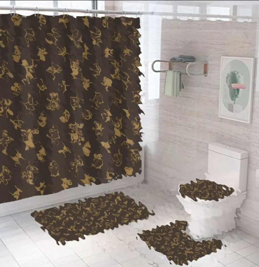 3D Printed Shower Curtain Set - Waterproof Polyester with Non-Slip Bath ...