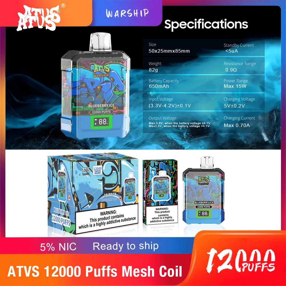 Original ATVS Warship 12000 Puff Disposable Vapes Pen Newest Package ...