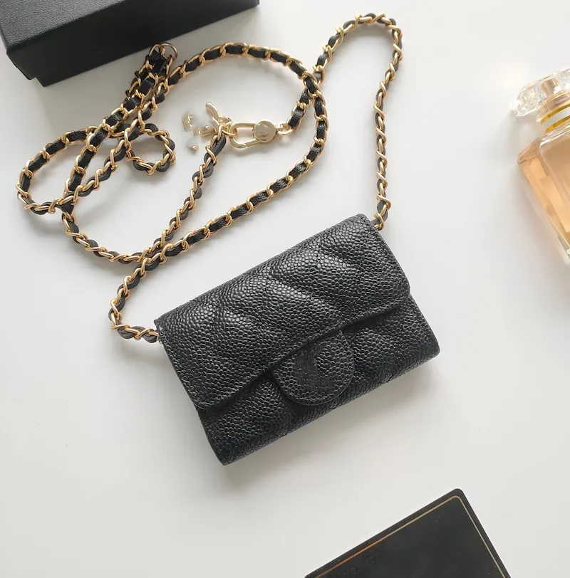 Designer Chain Wallet For Women Genuine Caviar Leather Crossbody ...