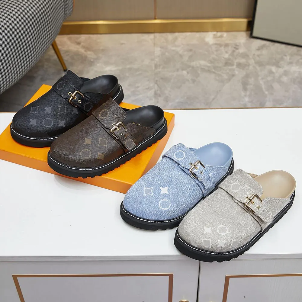 Bulk Cosy Flat Comfort Clogs For Men And Women Brown Canvas Indoor ...