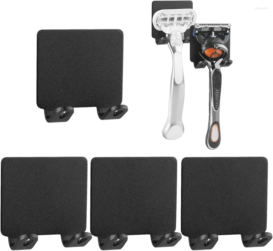 No Drill Razor Holder - Aluminum Shaving Shelf & Razor Storage Hook for ...