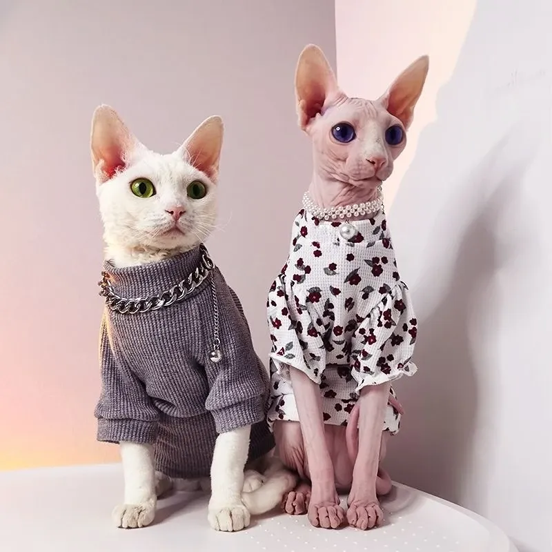 Floral Kitten Vest - Soft Cotton Sphynx Cat Clothes for Spring/Summer ...
