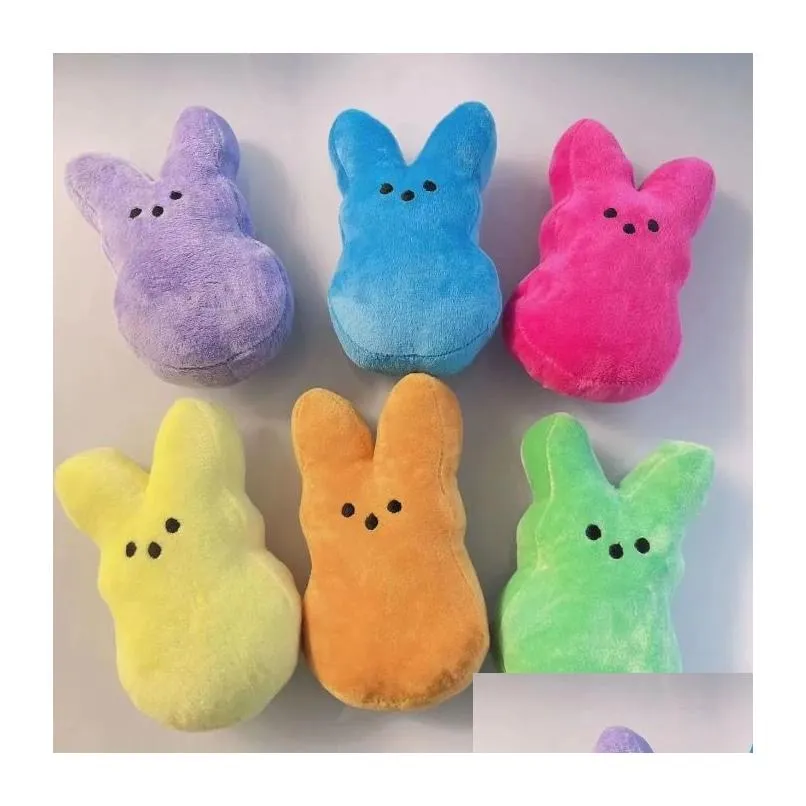 Mini 15cm Stuffed Plush Rabbits, Easter Bunny Peeps P Dolls In Pink ...