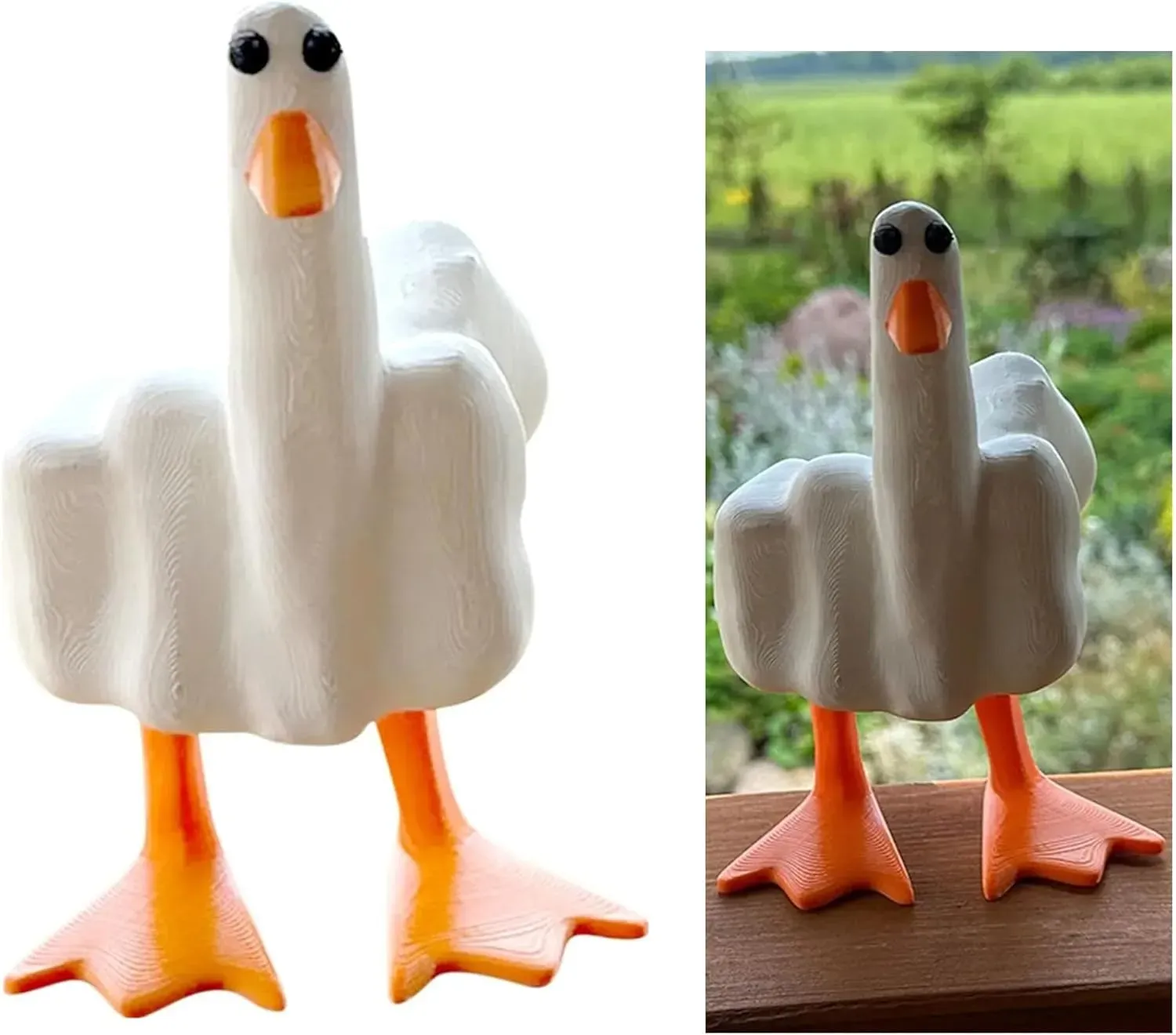 Estatua De Pato De Dedo Medio Divertido Figuras De Jardín De Resina ...
