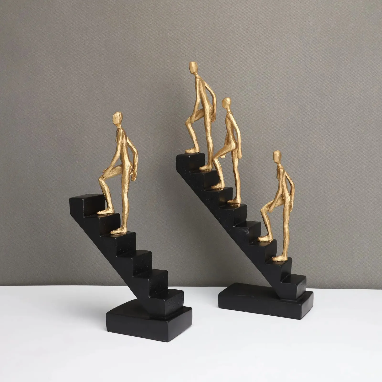 Decoration Figures: Golden Climber Sculpture Abstract Staircase Step ...
