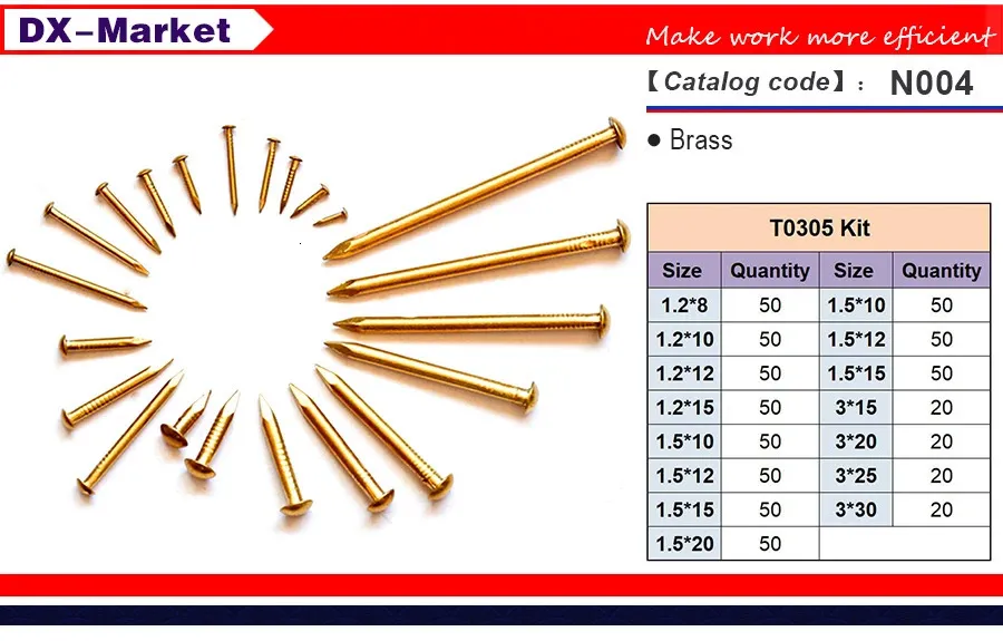 Premium Brass Nails Assortment: 1.2mm to 2mm - DIY Hardware Essentials ...