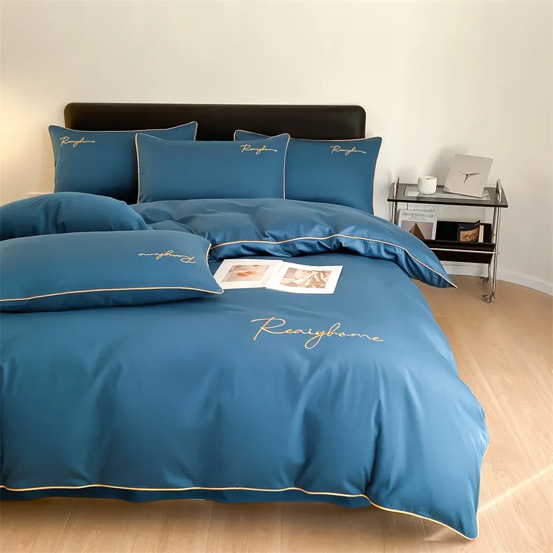 Premium Cotton Embroidery Bedding Set - Luxury 4-Piece Set, Various ...