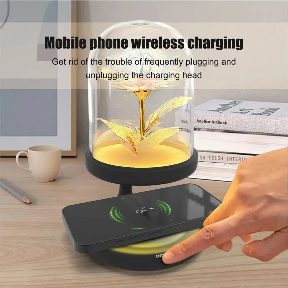 Bedside Table Lamp with USB Charging & Wireless Charger - Decorative ...