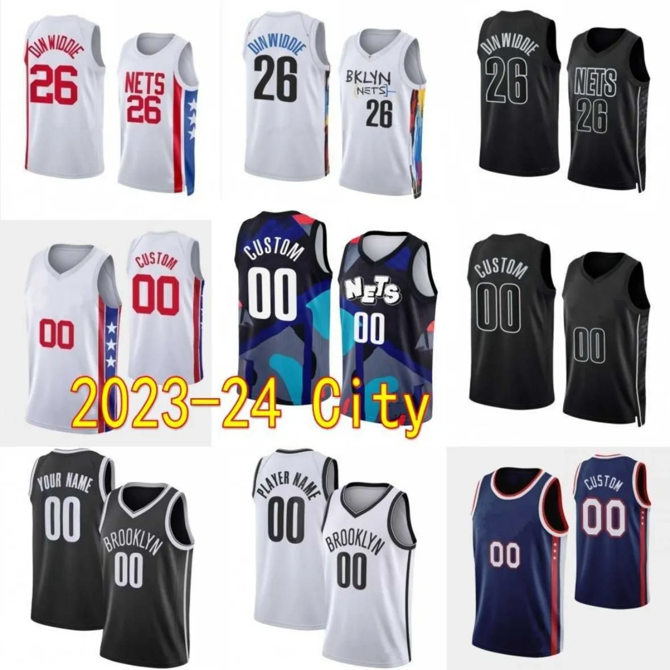 2023 24 City Basketball Jersey Ben 10 Simmons Seth 30 Curry Mikal 1 Bridges Spencer 26 Dinwiddie ...