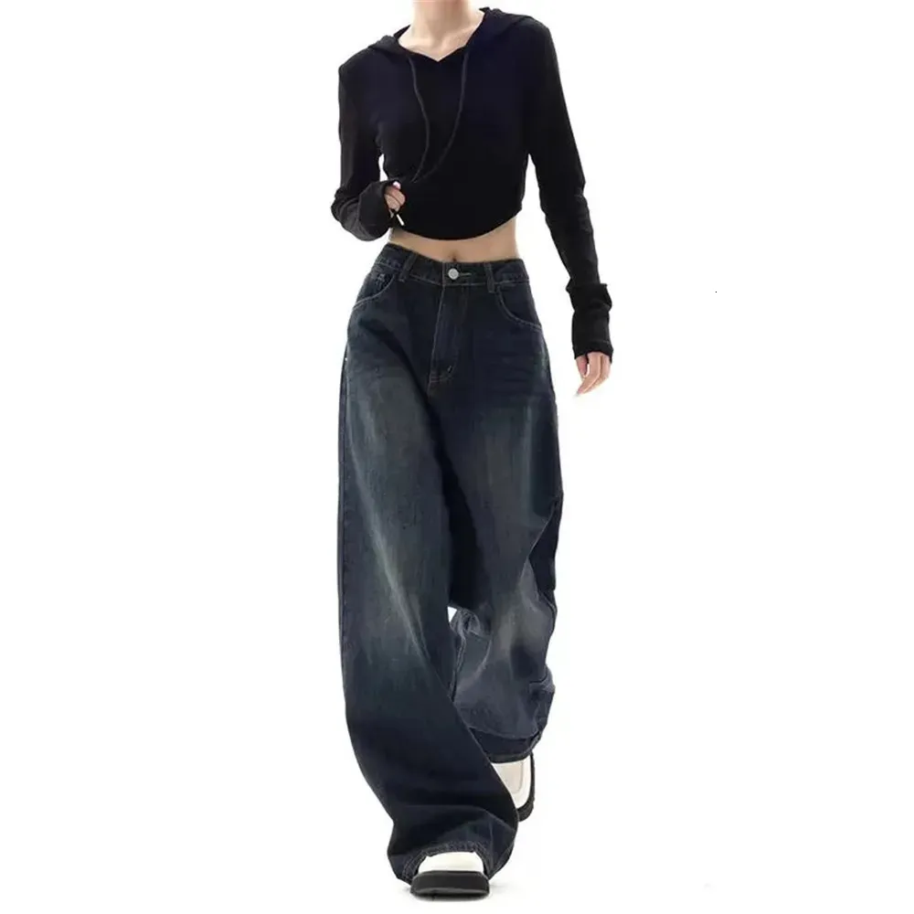 Jeans De Mezclilla De Pierna Ancha De Cintura Alta Vintage Estilo De ...