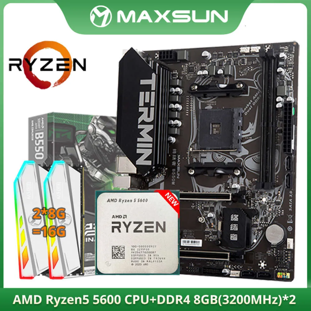 Motherboard Processor Combo: Maxsun AMD B550M Ryzen 5 5600 CPU Set ...