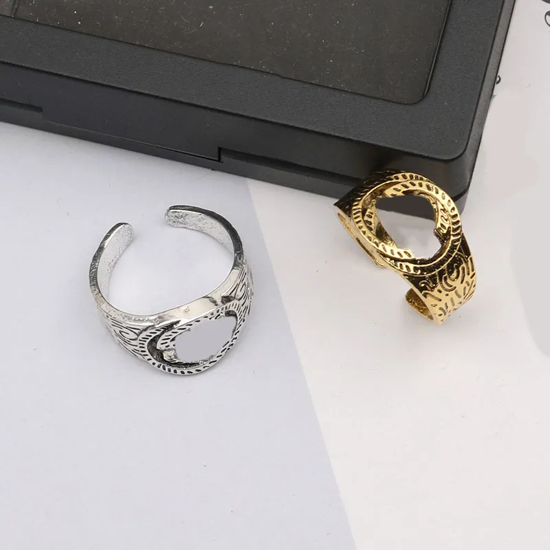 Designer Letter Rings For Women And Men Double Band Retro Classic Style ...