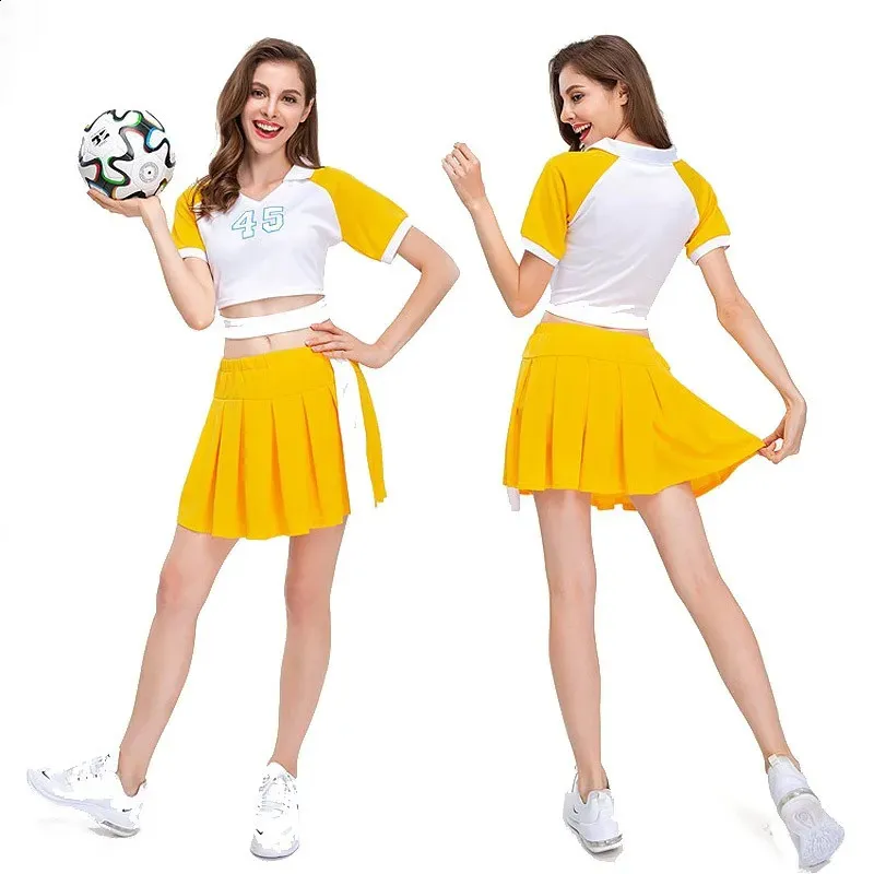 Cheerleading Costumes Yellow Football Style Uniform Women's And Girls ...