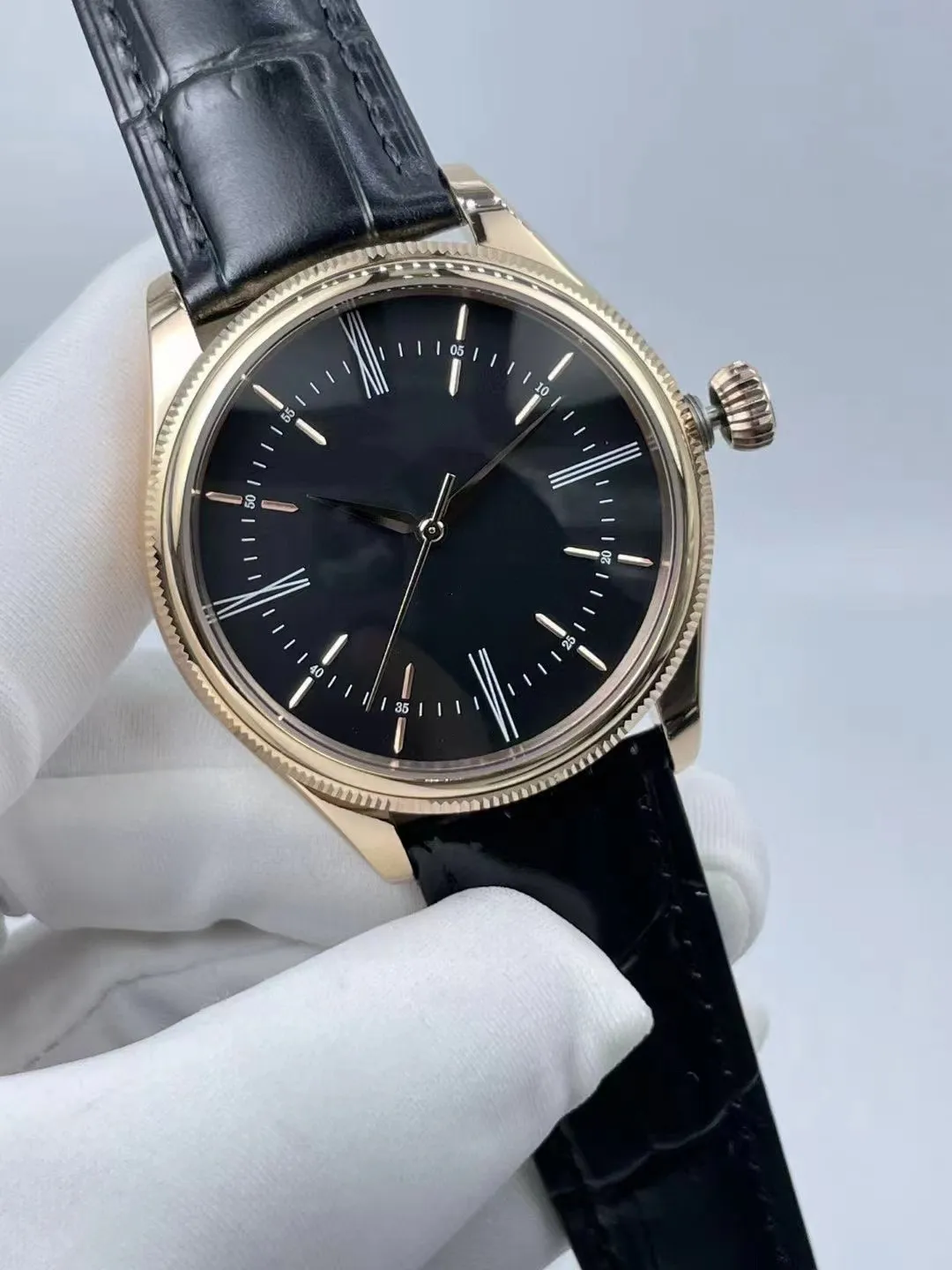 Men's Luxury Automatic Watch: 39MM Stainless Steel Case, Leather Strap ...