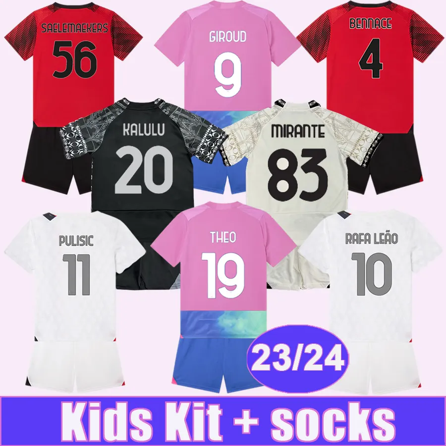 SoccerJersey Kids Kit RAFAEL LEAO BENNACER THEO PULISIC DE KETELAERE ...