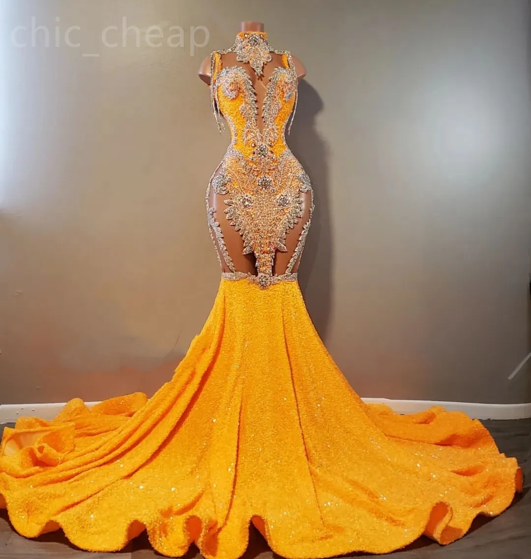 Yellow Mermaid Yellow Mermaid Prom Dress With Beaded Crystals And ...