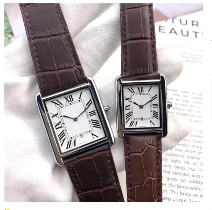 Top Brand Square Case Tank Watches for Men and Women with Leather Strap ...