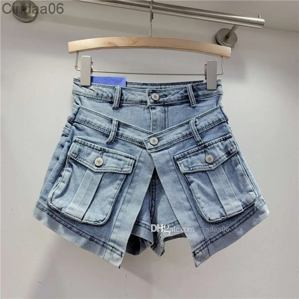 Pleated Denim Mini Skirt: Women's Summer Denim Folding Cargo Short Skirt Mid Waist Jeans Dress ...