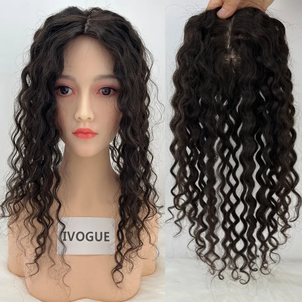 Toppers Curly Human Hair Topper European Virgin Human Hair Natural Skin ...
