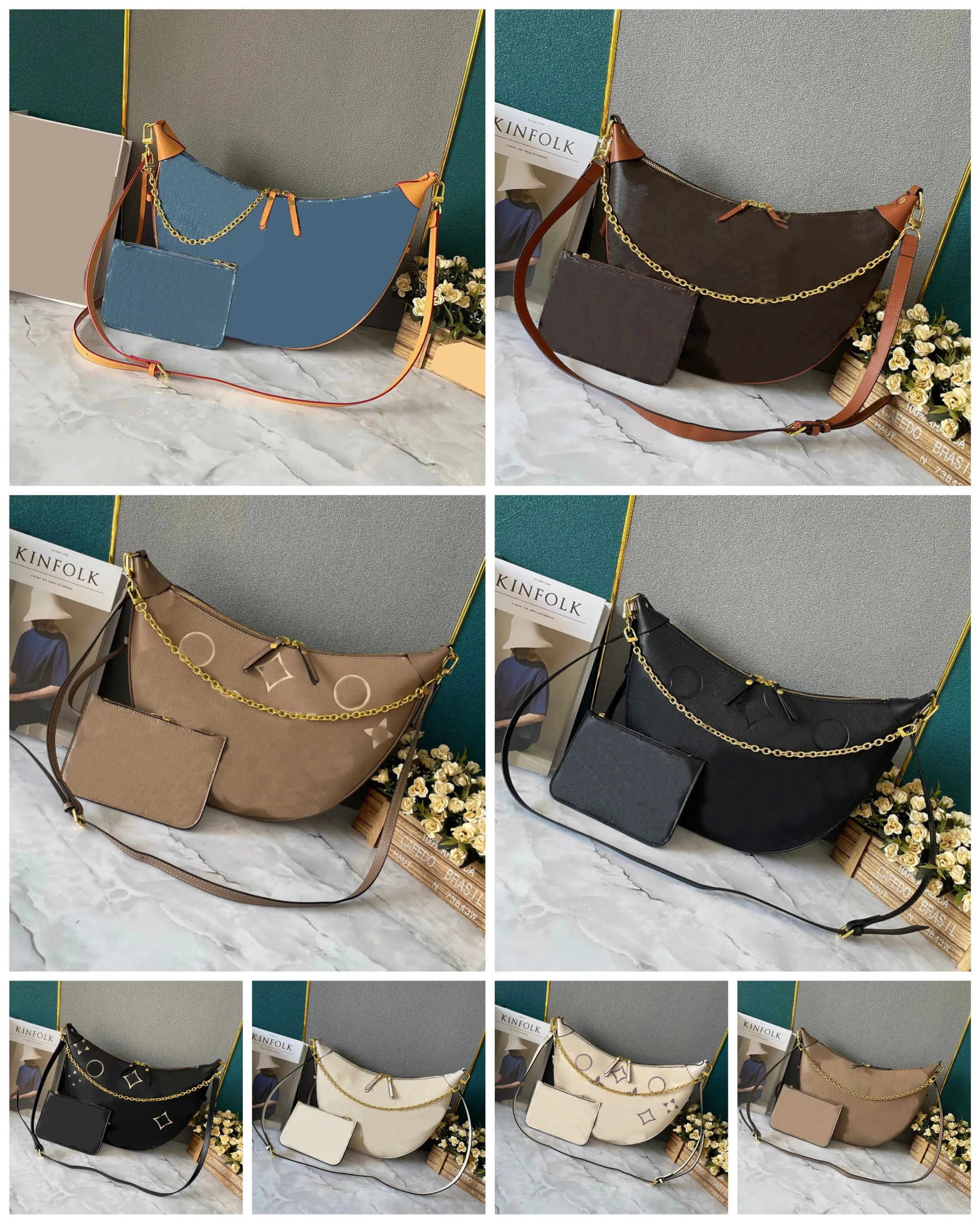 Luxury Designer Purses Chic Half Moon Handbag With Detachable Pocket ...