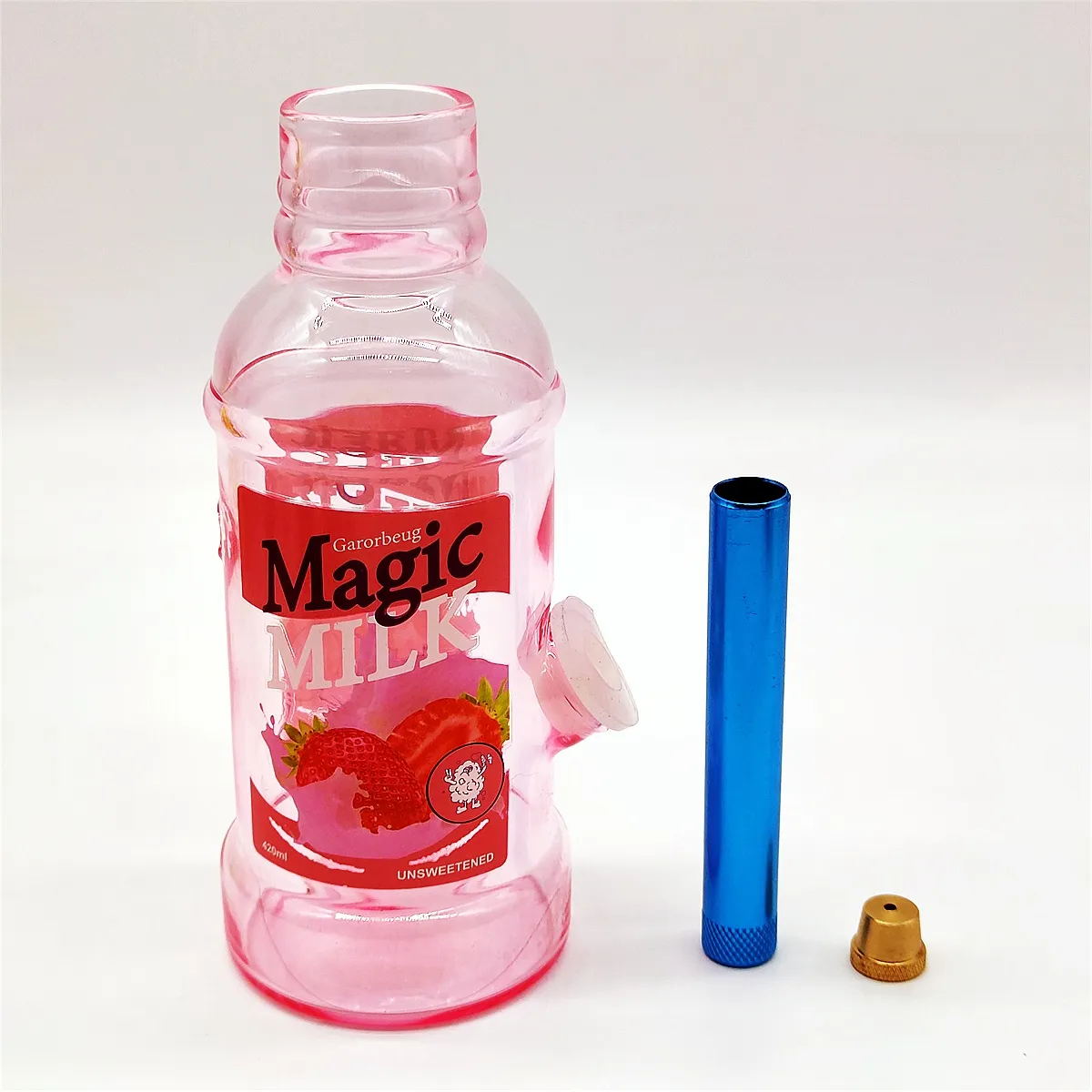 Gatorbeug Clear 10 Inch Colorful Pink Milk Bottle Glass Bongs Water ...