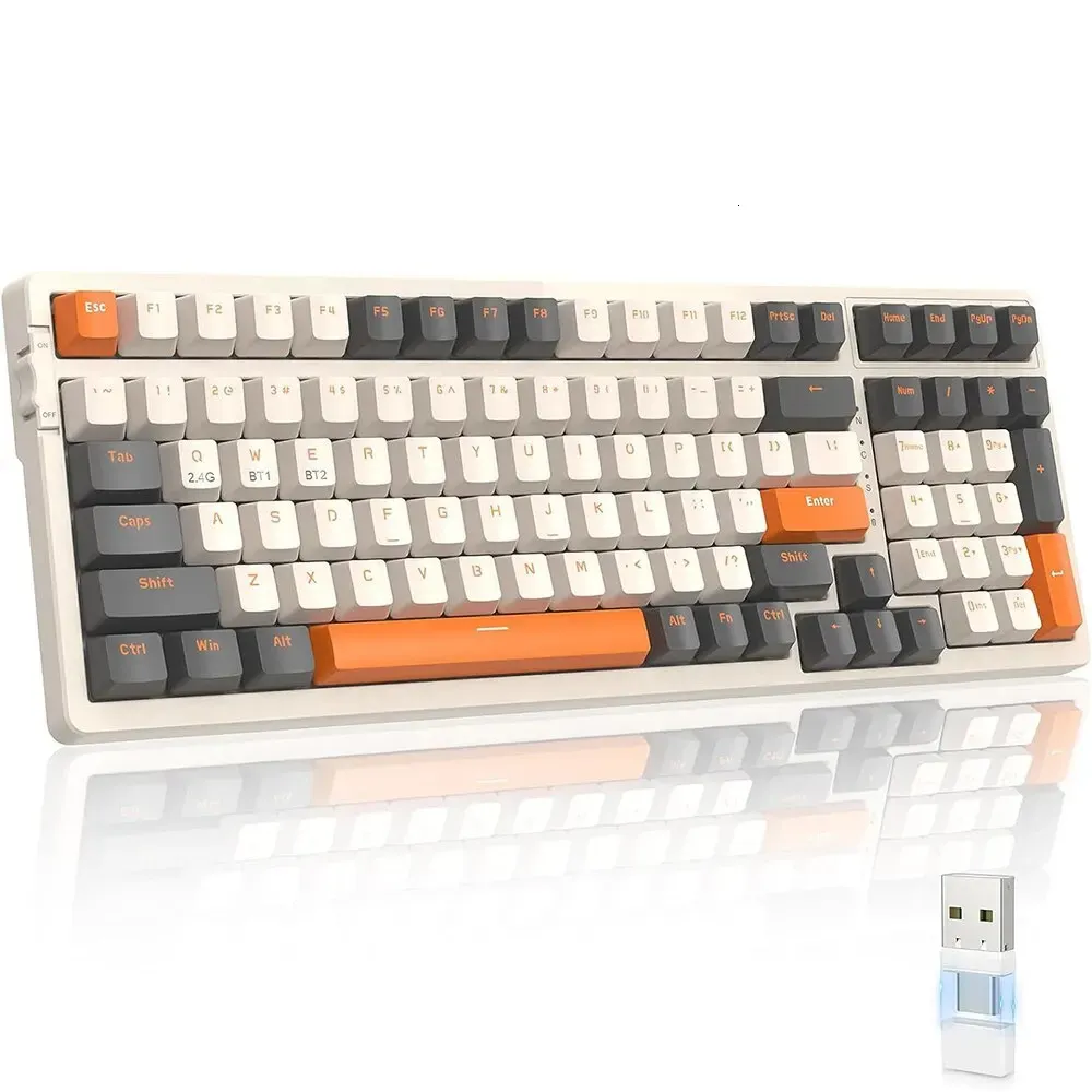 K96 Dual Mode Wireless cool mechanical keyboards with 2.4G BT5.0, 2-in ...