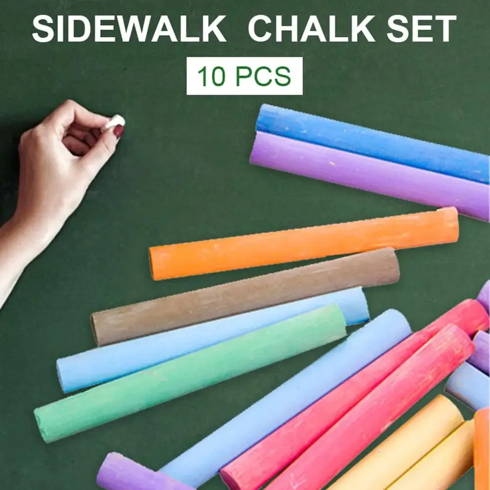 Sidewalk Chalk Set for Kids - 10 Bright Colors, Dustless, Non-Toxic ...