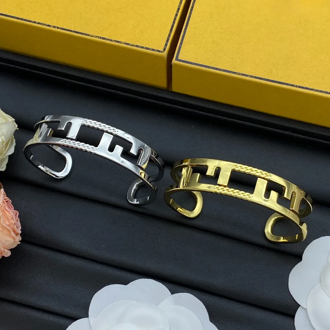 Designer Bracelet Bangle: 18K Gold Plated Letter Stainless Steel Open ...
