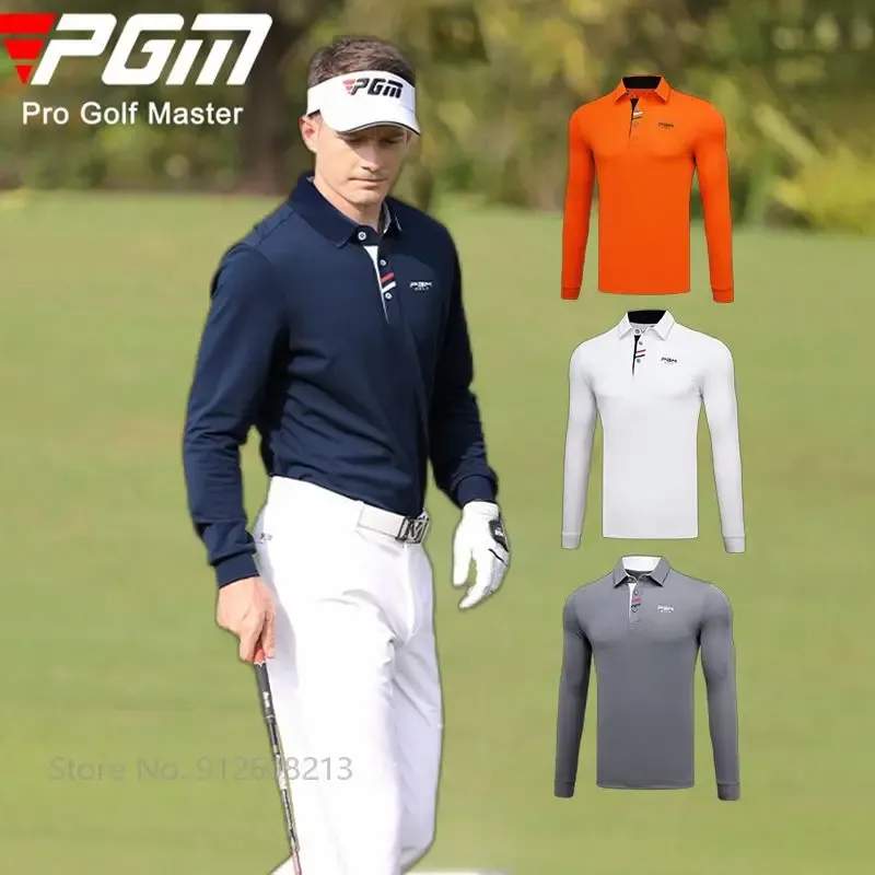 Men's Long Sleeve Golf Polo Shirt - Windproof Performance T-Shirt ...