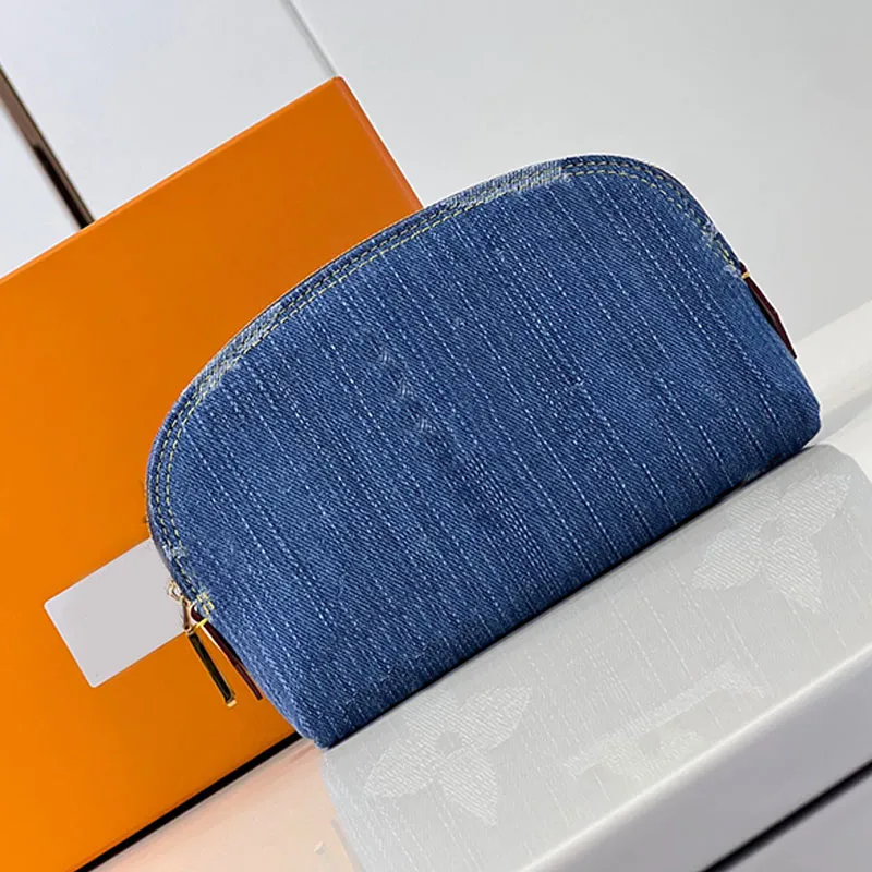 Blue Denim Designer Wallet With Zipper, Flower Design Long/Short ...
